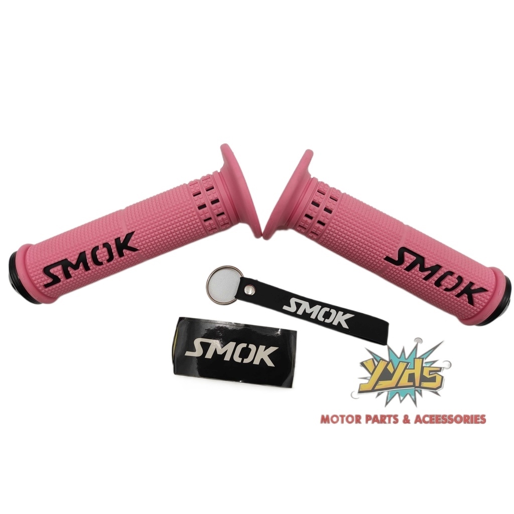 SMOK RUBBER HANDLE GRIP WITH BAR END FREE KEYCHAIN FOR MOTOR UNIVERSAL ...
