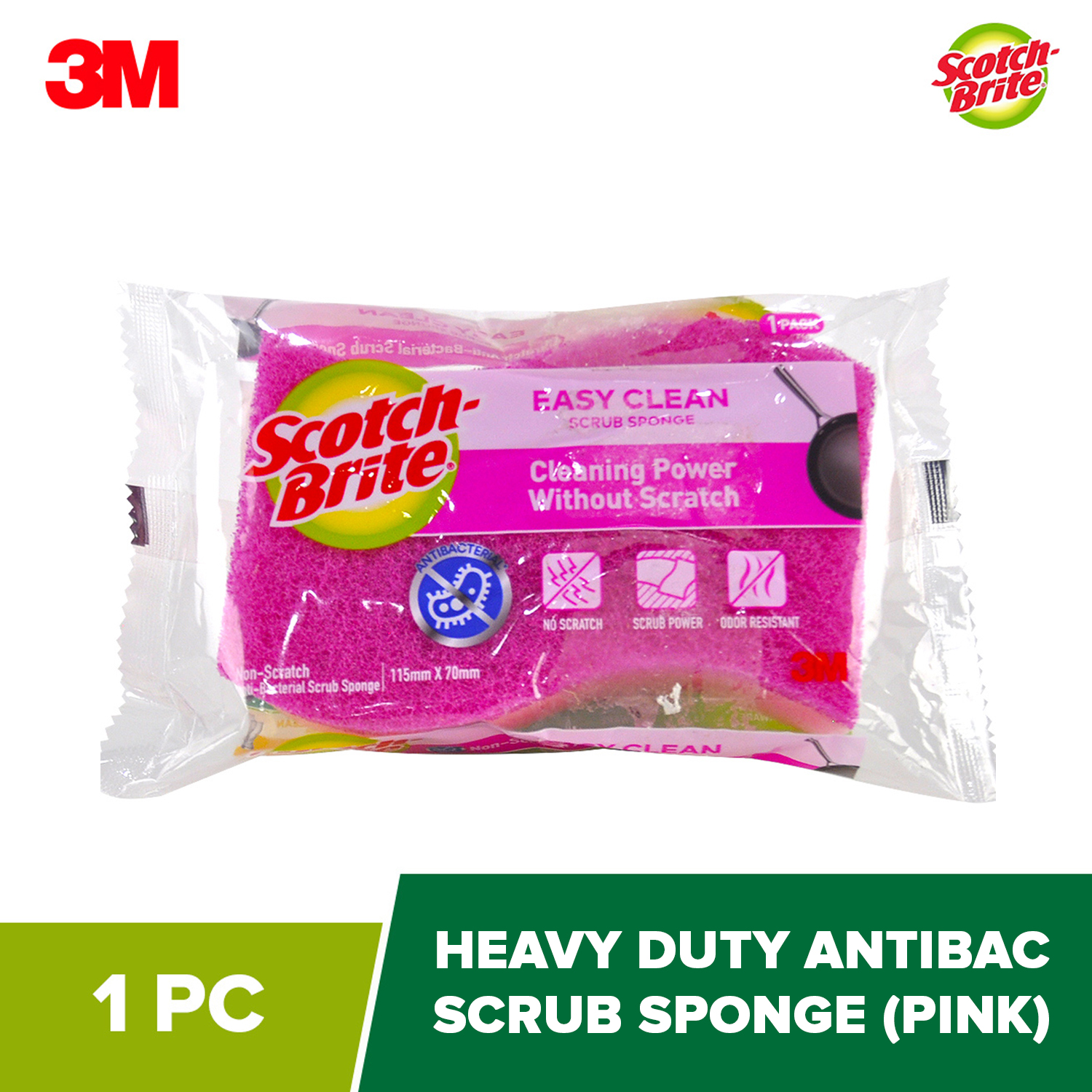 3M Scotch Brite Easy Clean Scrub Sponge Antibac Loose - Pink | Lazada PH