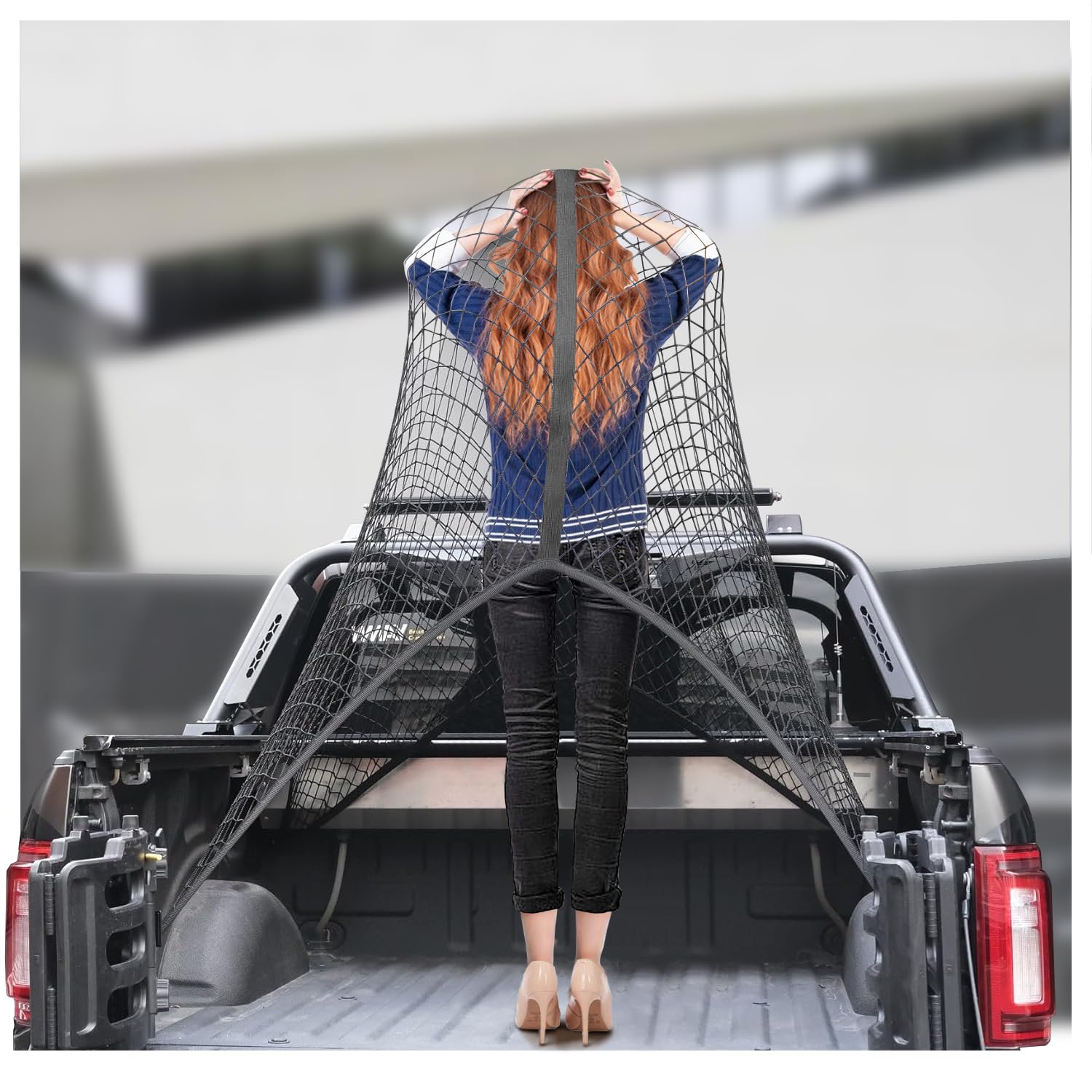 Upgraded Highly Elastic Cargo Net Simple Truck Bed Cargo Mesh Organizer ...