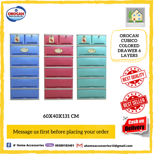 Orocan Cubico Colored Drawer 6 Layers blue pink green | Lazada PH