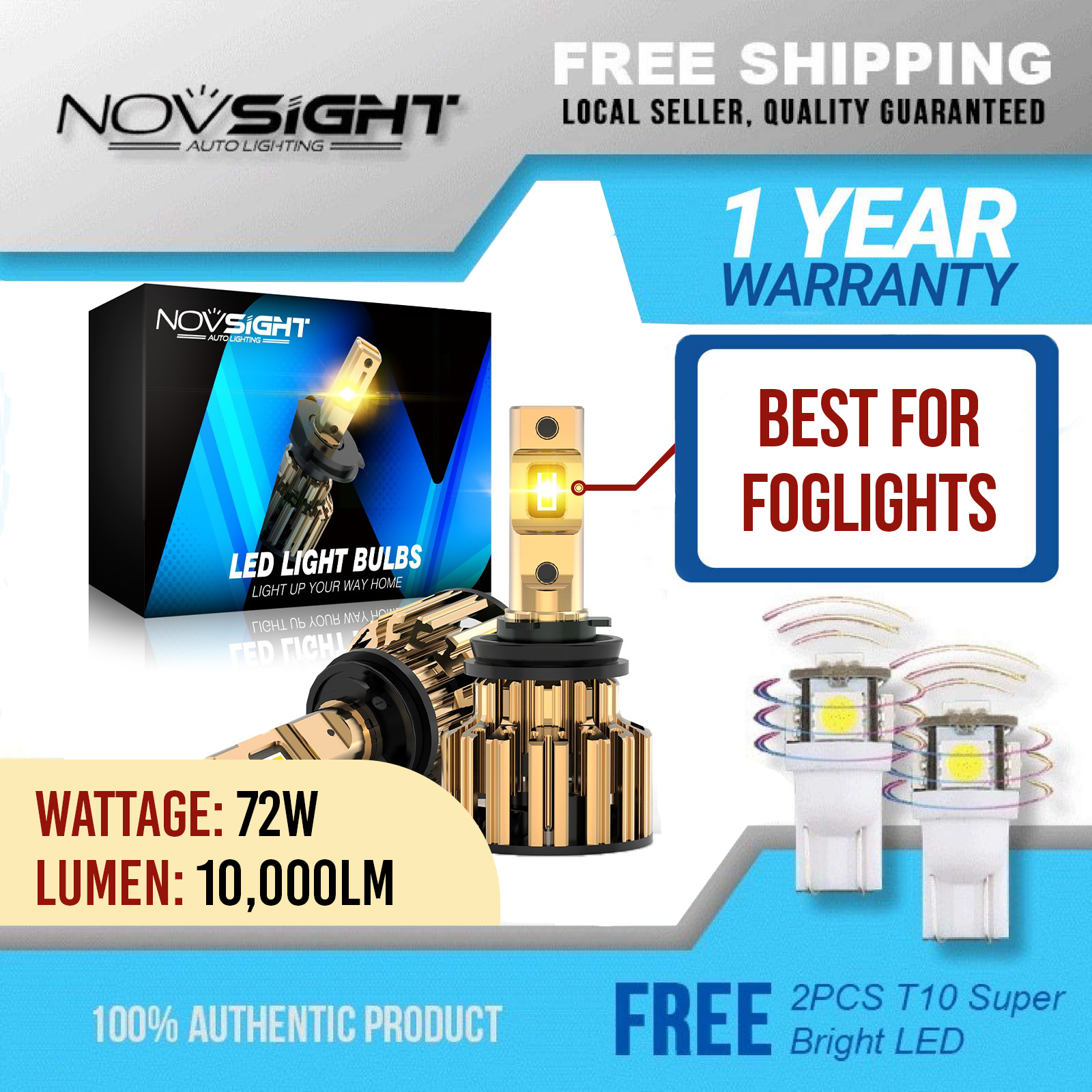 [𝐁𝐄𝐒𝐓 𝐅𝐎𝐑 𝐅𝐎𝐆𝐋𝐈𝐆𝐇𝐓𝐒 𝐍𝐎𝐕𝐒𝐈𝐆𝐇𝐓] NOVSIGHT F03Y H11 15,000 Lumens 70 Watts ...