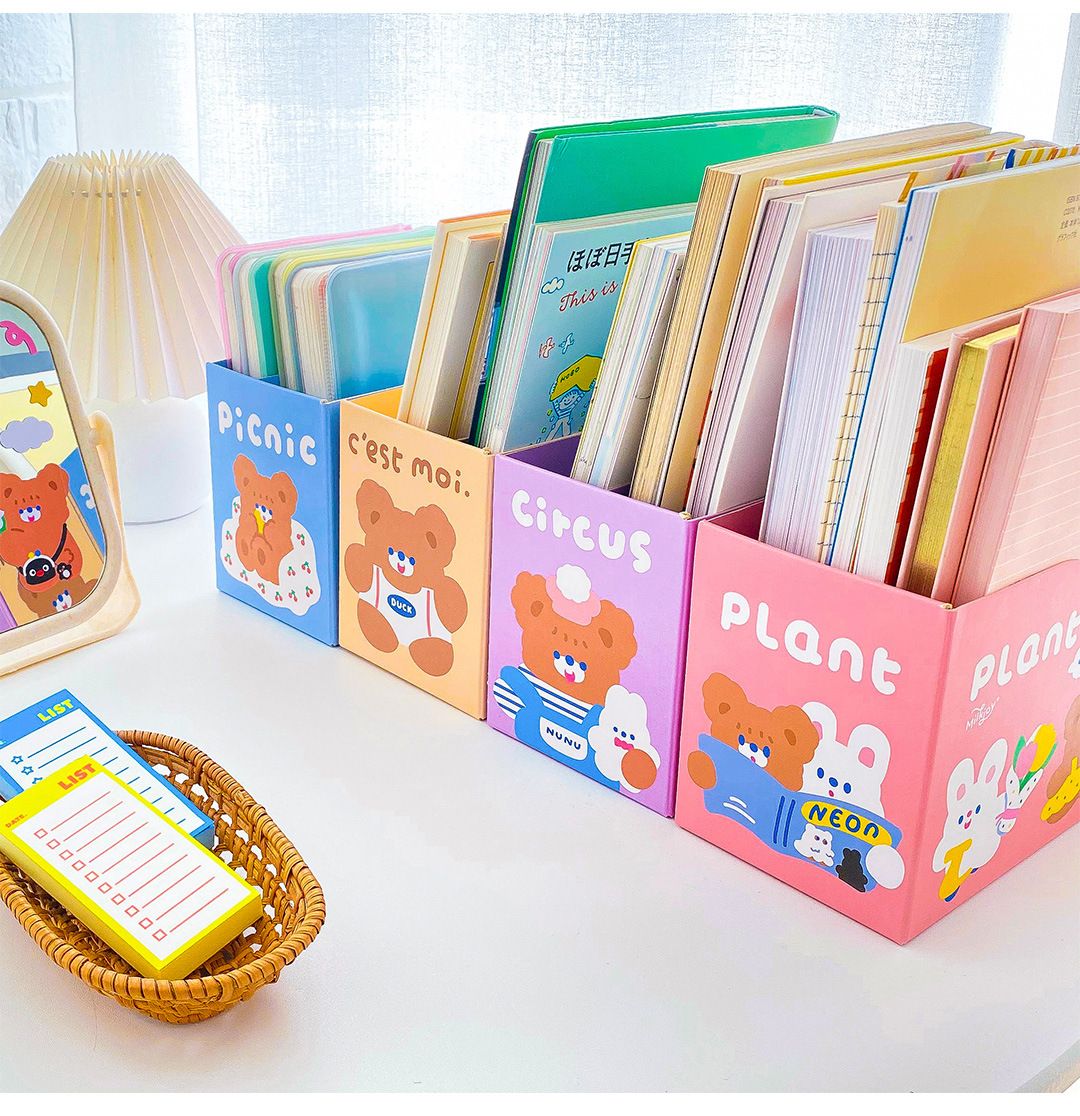 EASYEAH Portable Cute Bear Cartoon Folder Bookstand Desktop Organizer ...