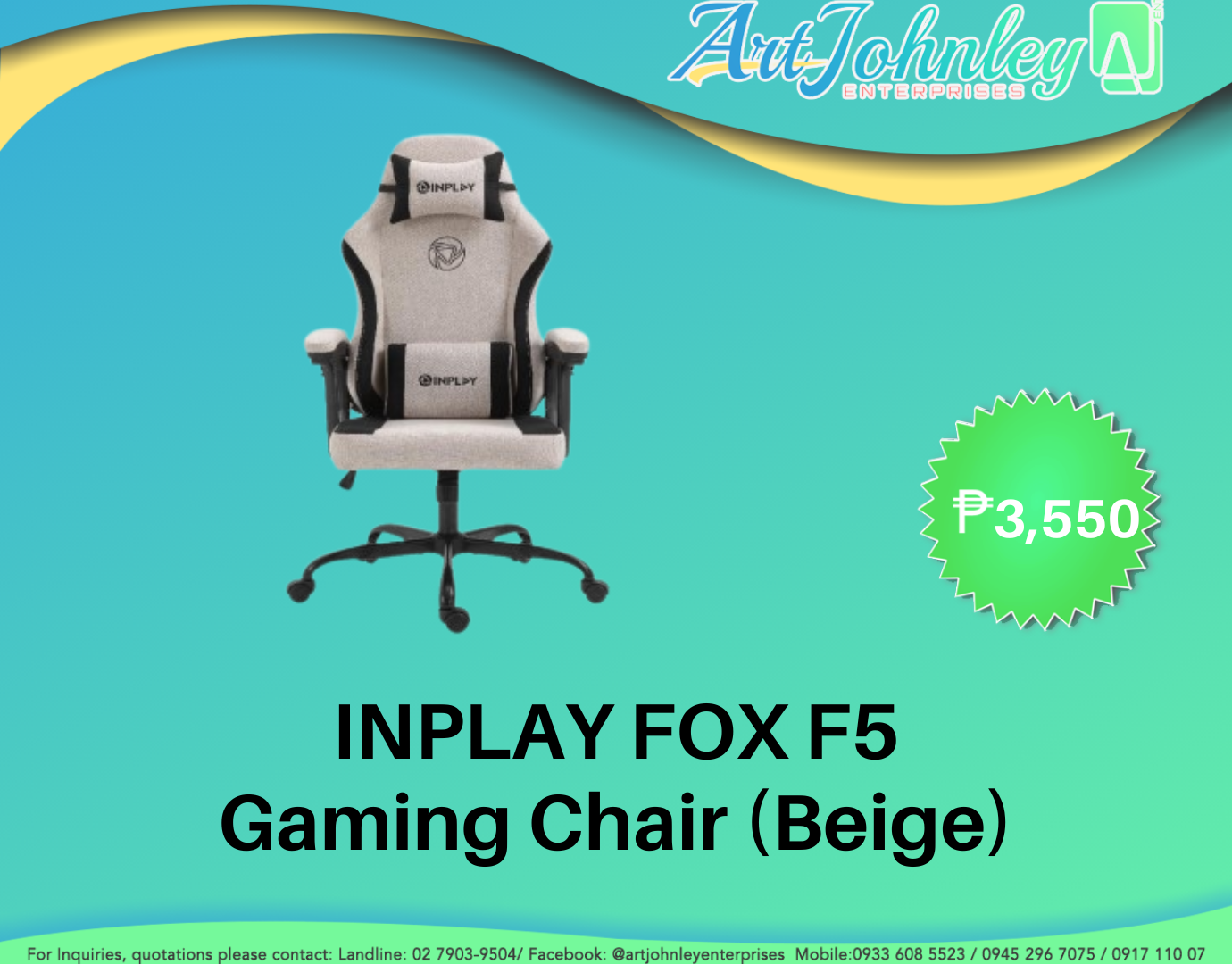 INPLAY FOX F5 Gaming Chair (Beige) | Lazada PH