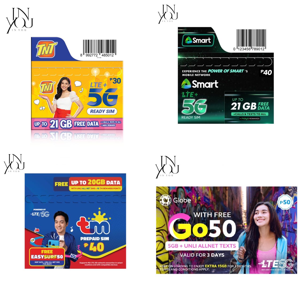 Sim Card For Globe TM SMart TNT Dito 5G With Free Data | Lazada PH