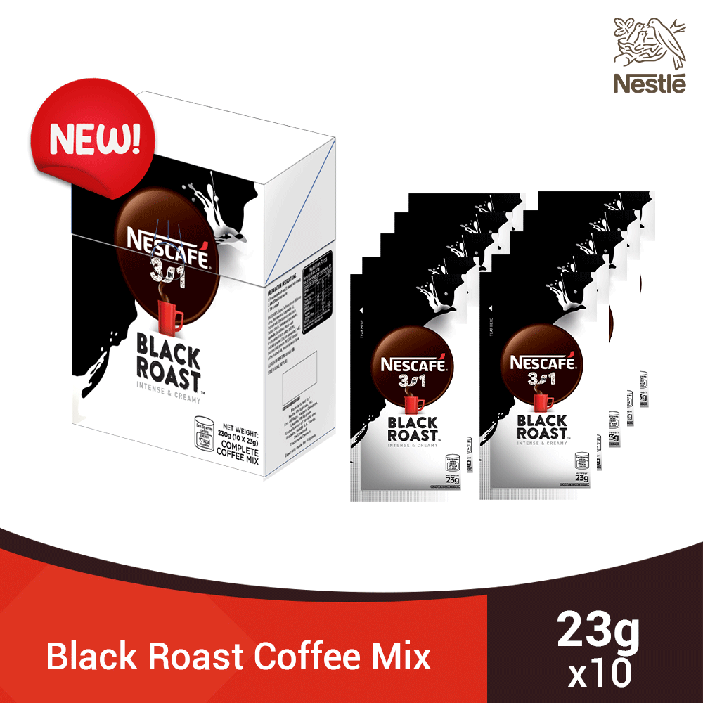 Nescafe 3IN1 Black Roast Intense & Creamy Instant Coffee Mix (10 x 23g ...