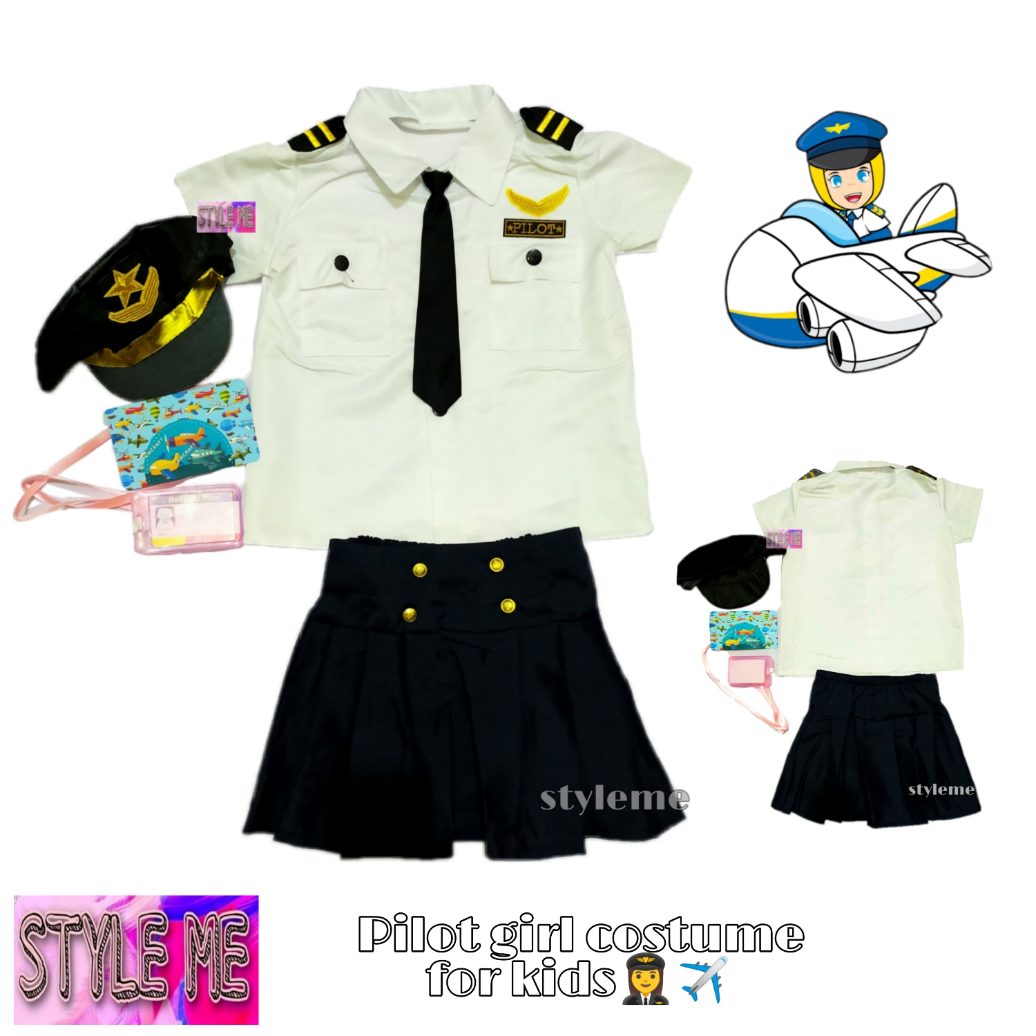 Pilot Girl Occupation Costume Cosplay Role play 3-8 years Complete Set ...