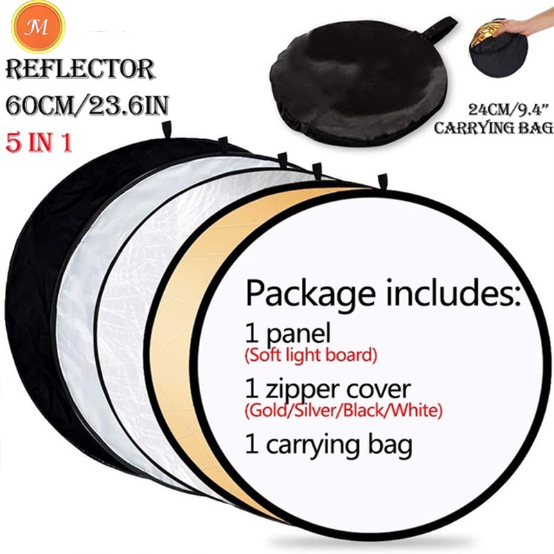 5 in 1 portable collapsible light circular photographic reflector 60 ...