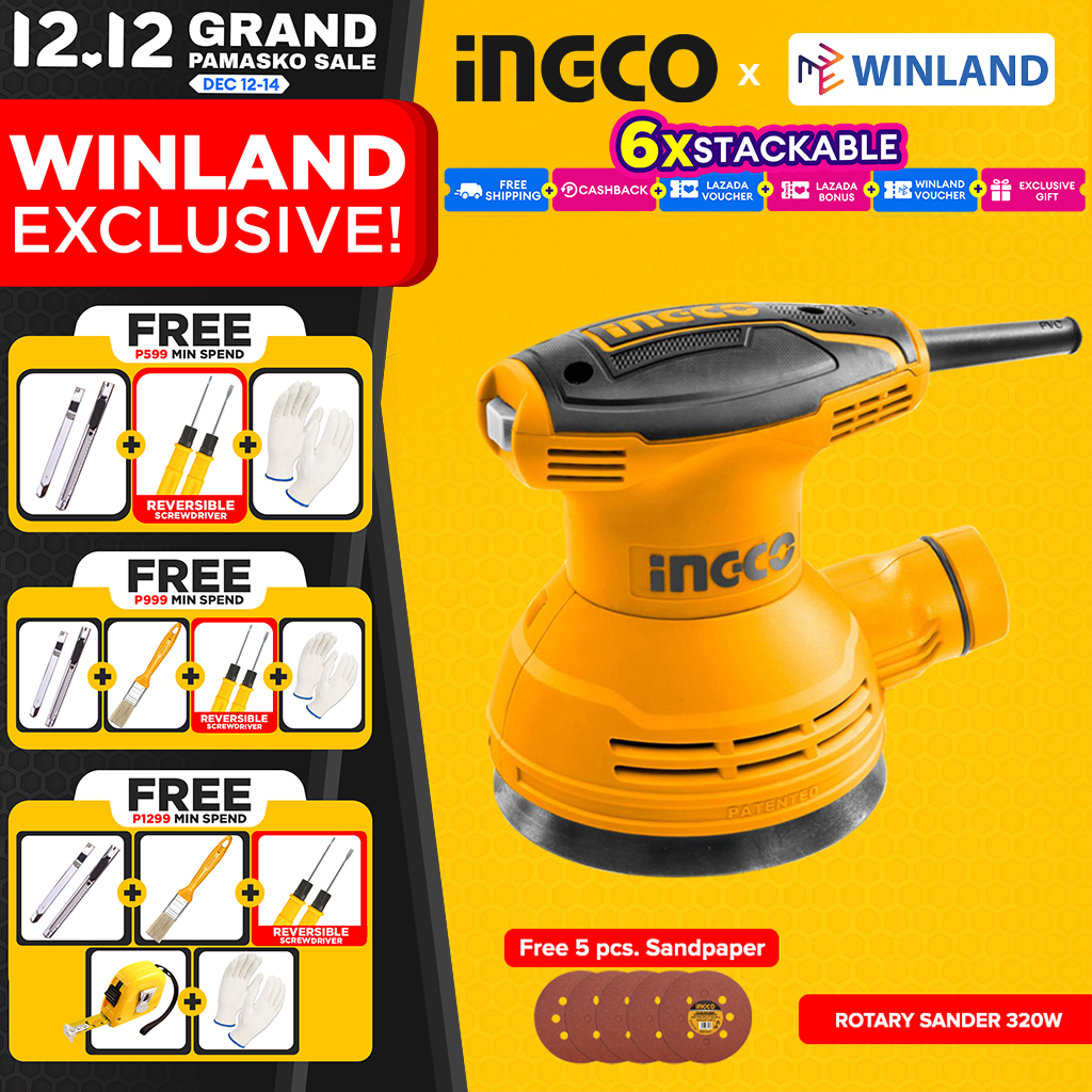 INGCO by Winland Industrial Rotary Sander Machine Ø125mm 320W RS3208 ...
