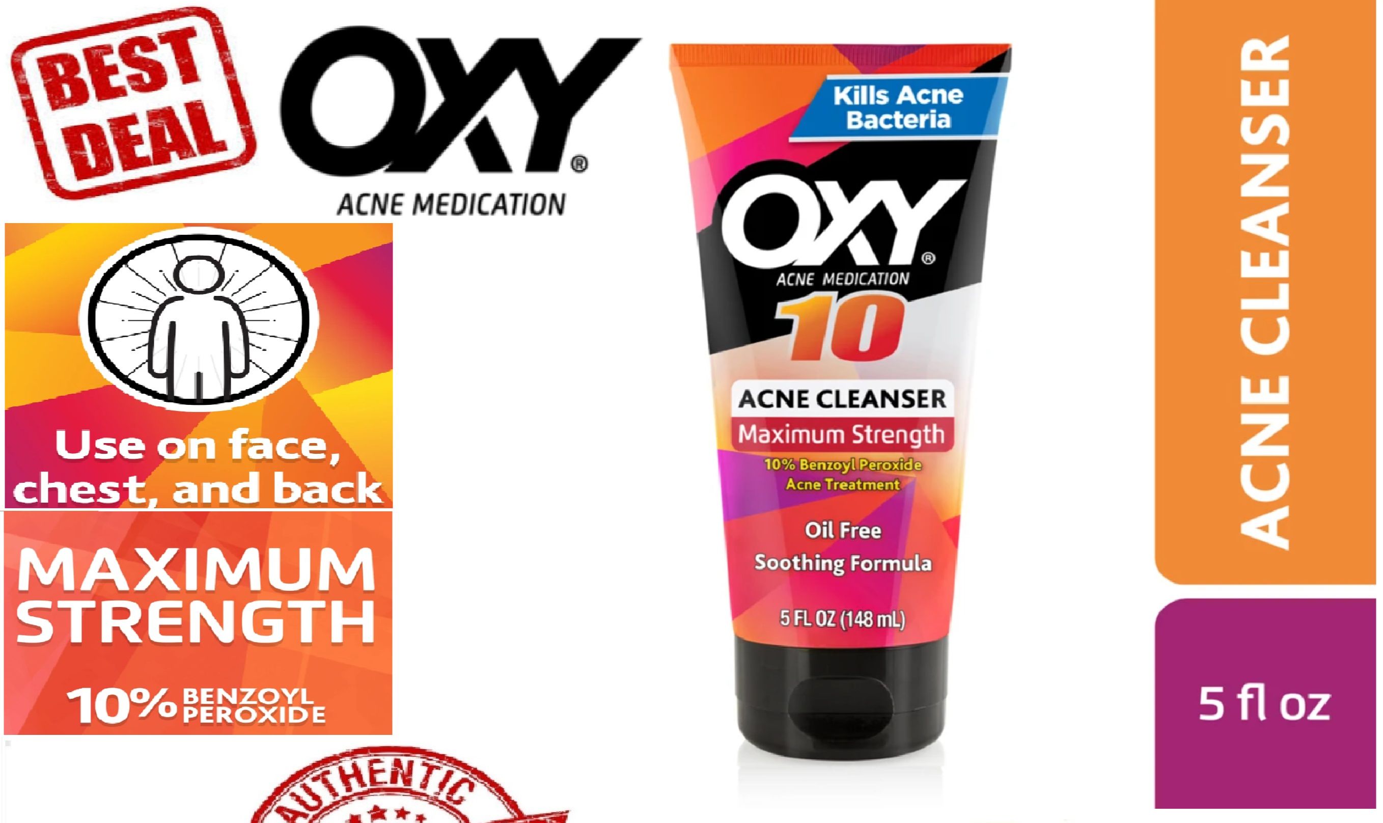 OXY Acne Medication Face Wash Maximum Strength Acne Treatment Oxy 10 ...