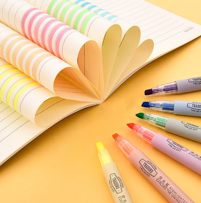 zon123 6 Colors Highlighter Pen Pastel Marker Highlighter Pen Set ...