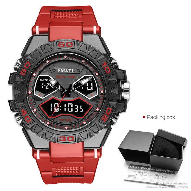 SMAEL Dual Time Display Digital Watches for Men Waterproof Chronograph ...
