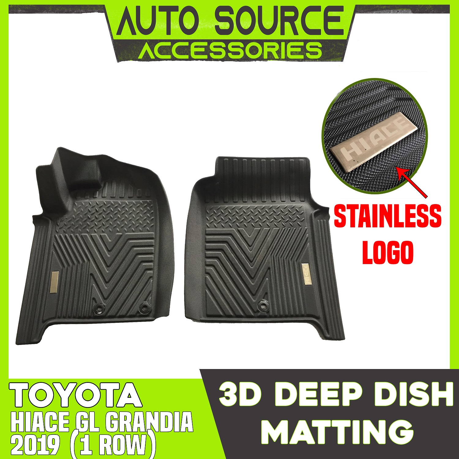 Toyota Hiace GL Grandia 2019 Deep Dish Matting (1 Row) W/ Stainless ...