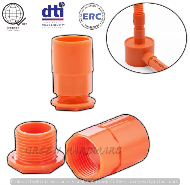 1PCS PVC Orange Electrical Conduit Pipe Connector Male Adapter w/ Lock ...