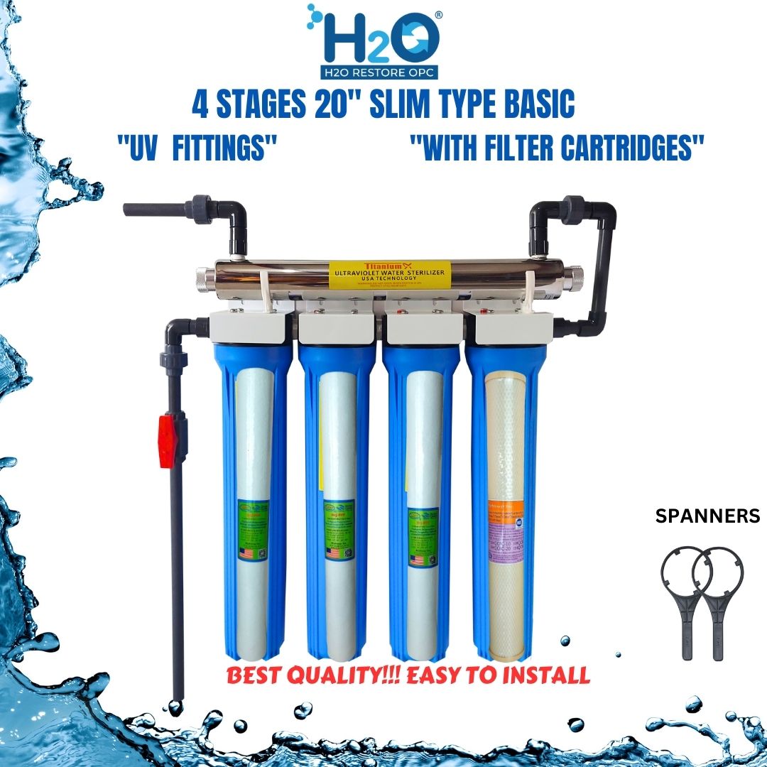 Water Fitration System 4 Stages 20" Slim Type Basic Set Up with 6 GPM ...