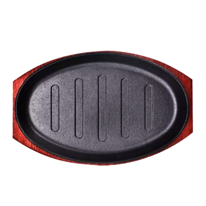 10 Inches Cast Iron Sizzler Plate Oval Serving Pan Steak Teppanyaki ...