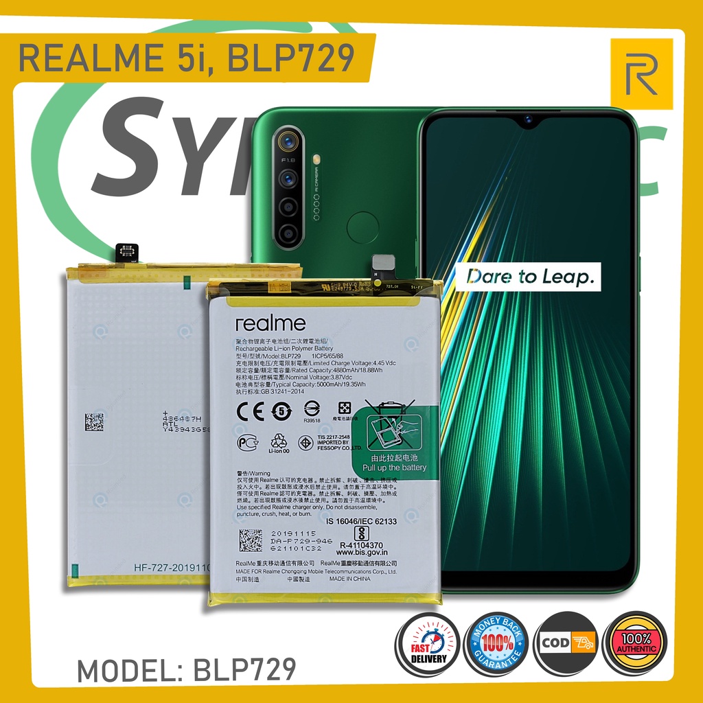 Original Realme 5i Battery, Premium High Quality Model: BLP729 (5000mAh ...