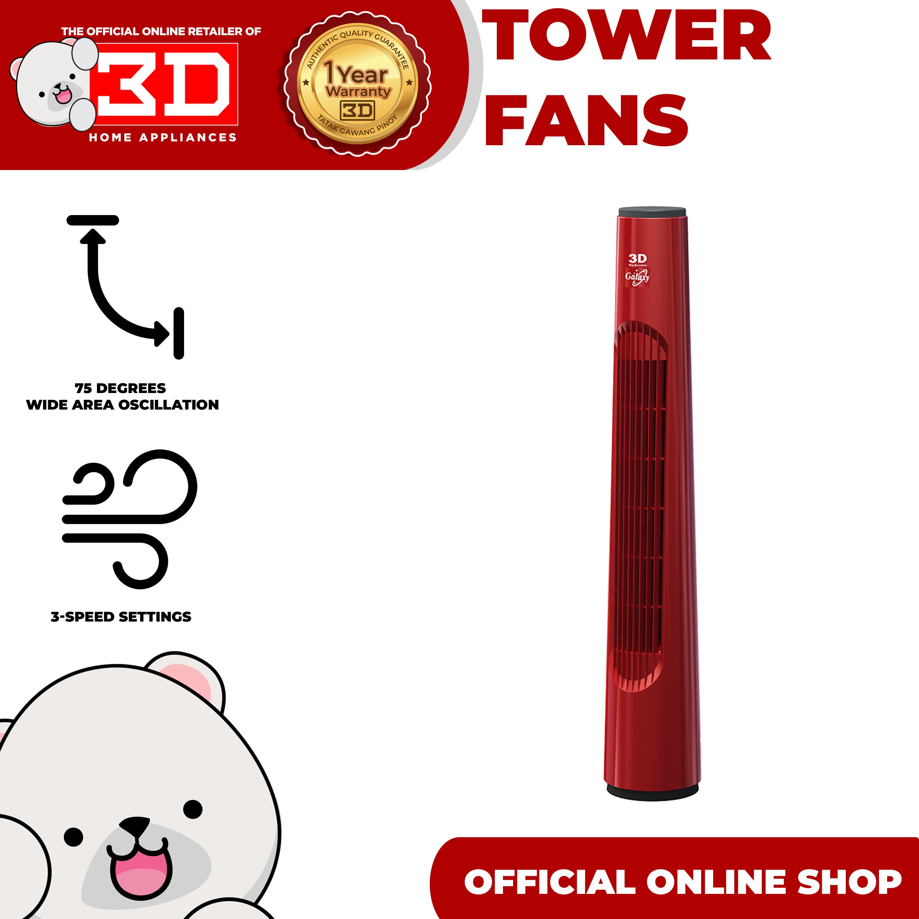 3D GALAXY TOWER FAN (TF10GX) | Lazada PH