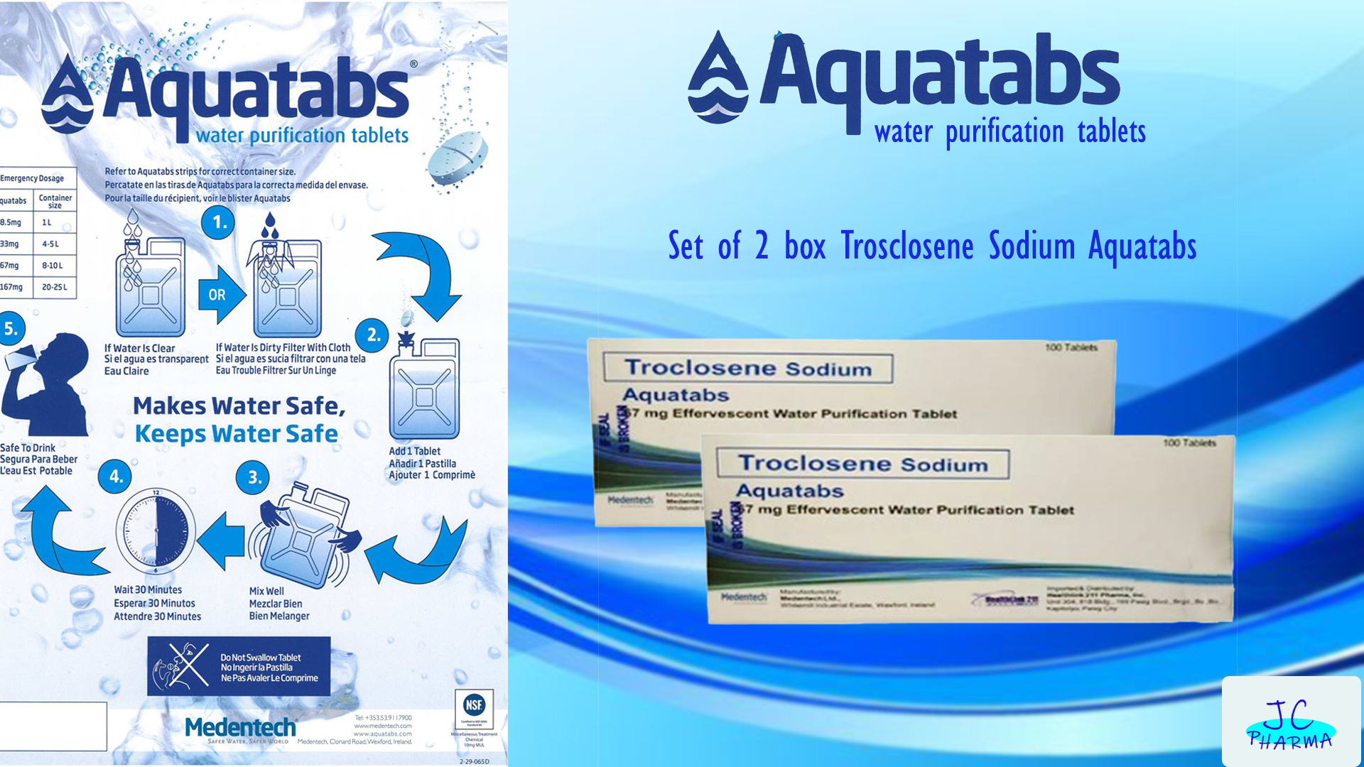 Aquatabs Water Purification Set of 2 box ( 100 tablets / Box ) | Lazada PH