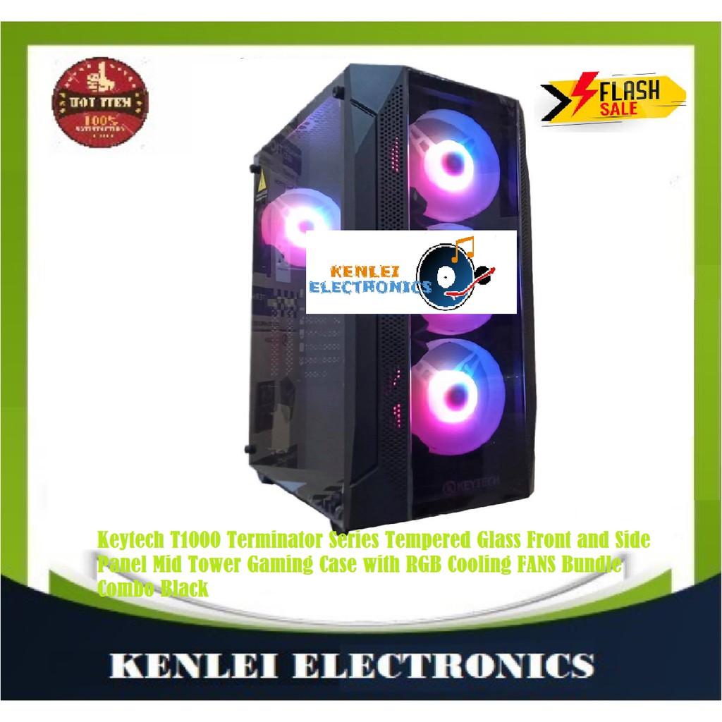 Keytech T1000 Terminator Series Tempered Glass Mid Tower Gaming Case ...