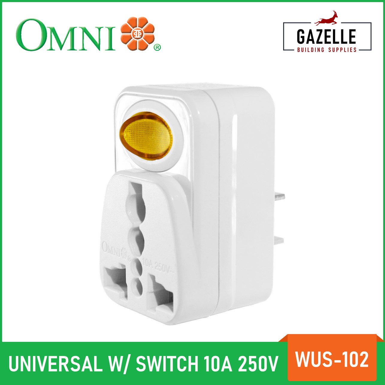 Omni Universal Adapter w/ Switch Socket Adapter Outlet Adapter Plug ...