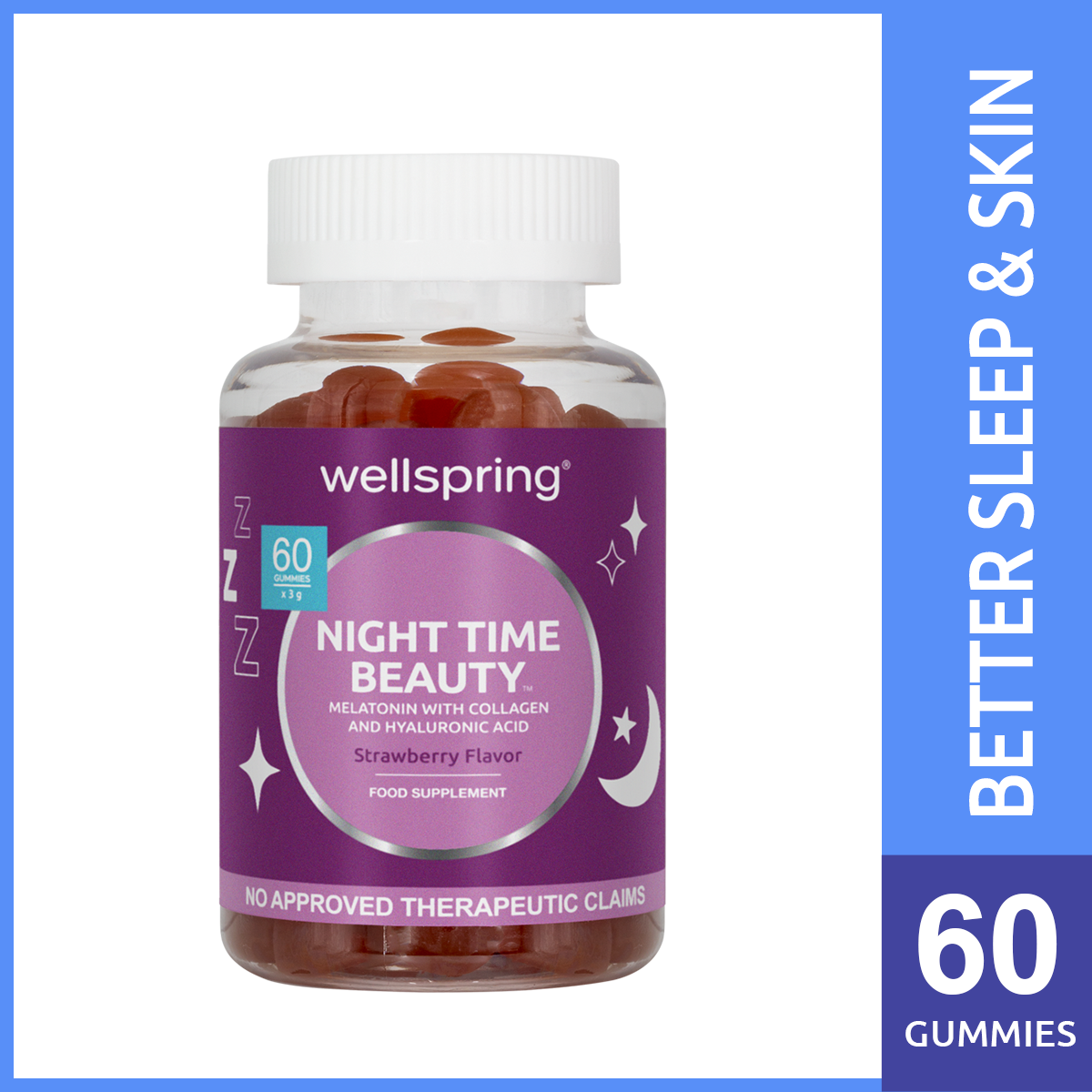 Wellspring Night Time Beauty Melatonin with Collagen and Hyaluronic ...