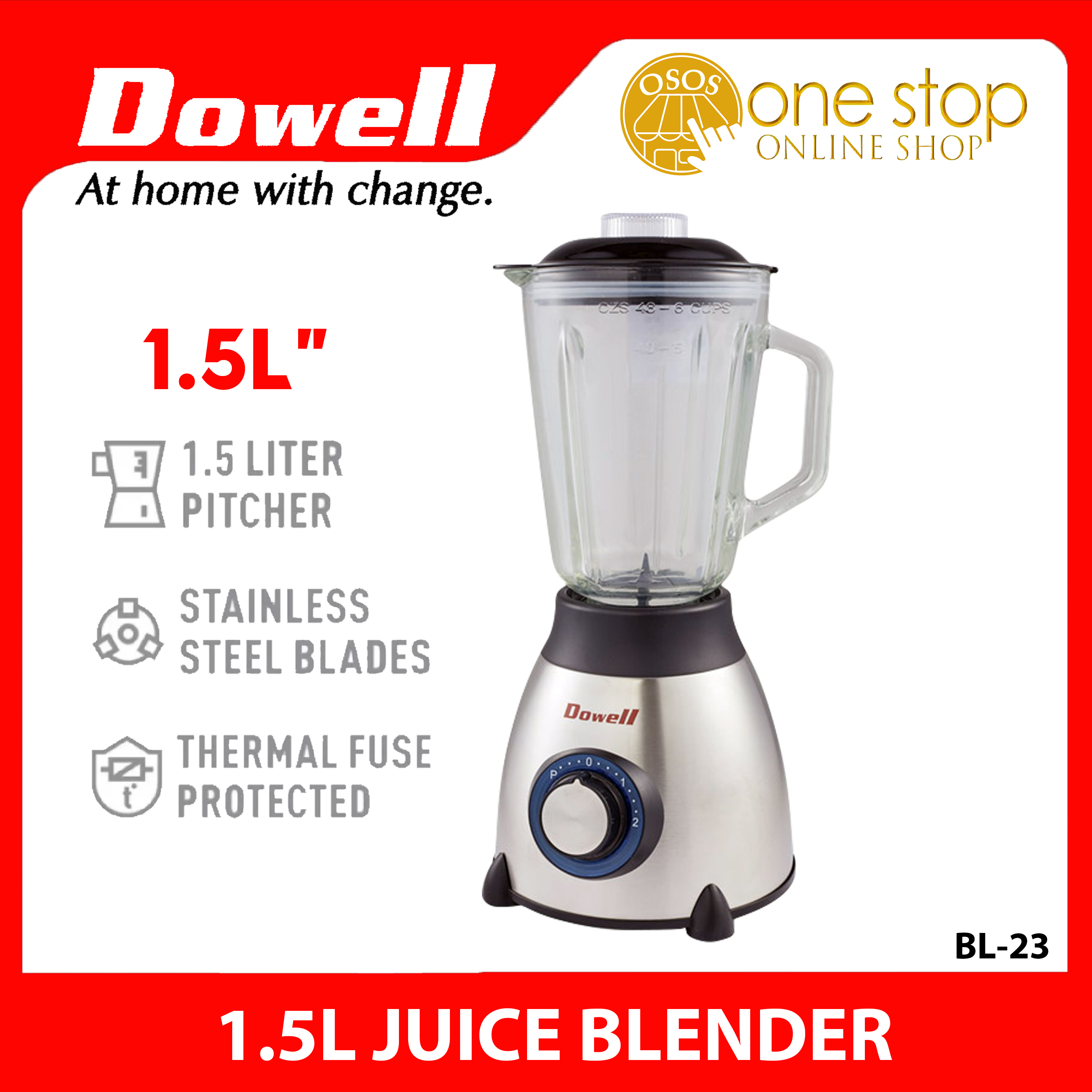 Dowell Original 1.5 Liter Juice Blender Shaker with Ice Crusher BL-23 ...