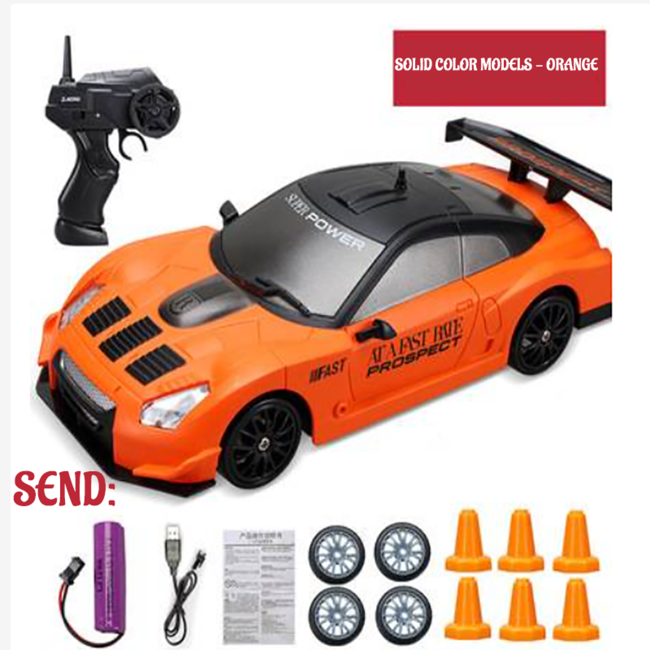 4WD Drift Car Toy Remote Control Car 2.4GHz 15 km/h High Speed ED Light ...