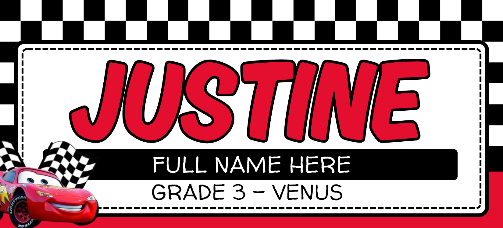 Customized Laminated Name Tag / Name Plate for Kids (BACK TO BACK PRINT ...