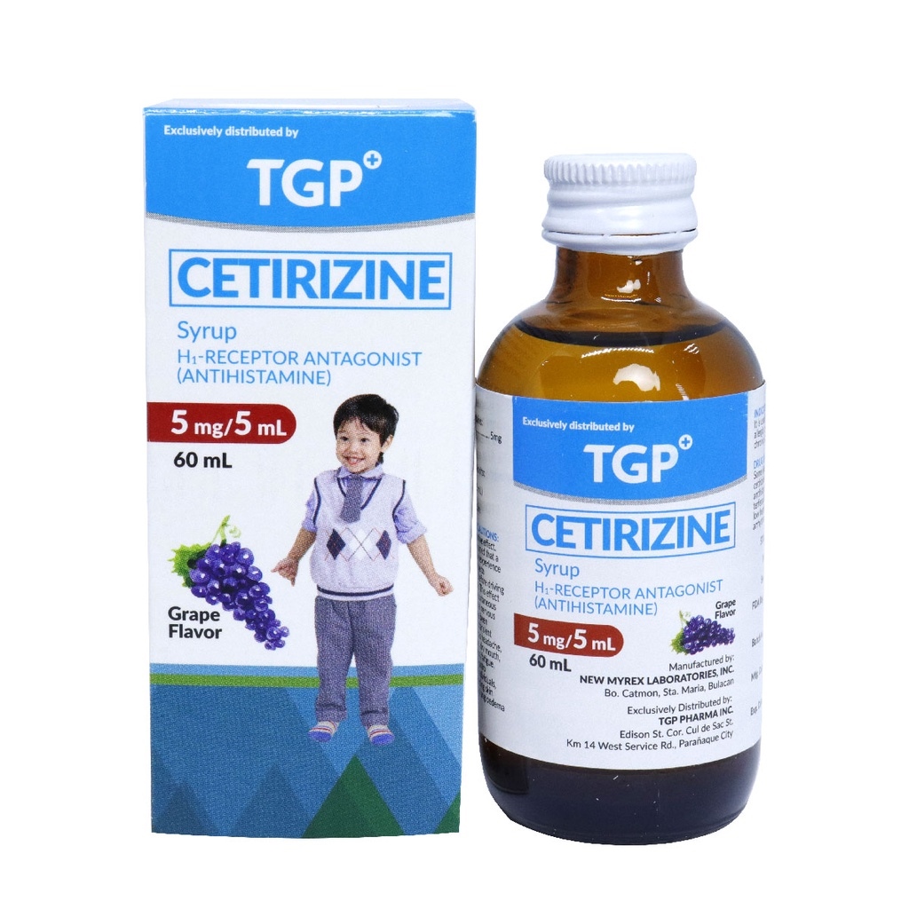 Cetirizine Syrup 5mg 5ml 60ml 1 Bottle Antihistamine For Allergy Relief