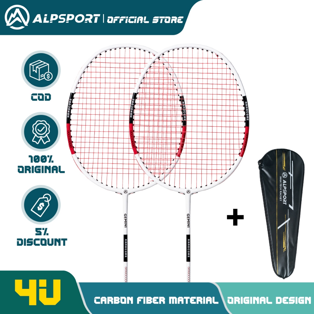 Salywee 2pcsI 4U 28lbs G5 Badminton Racket Set ALP GEMIN 100% Original ...
