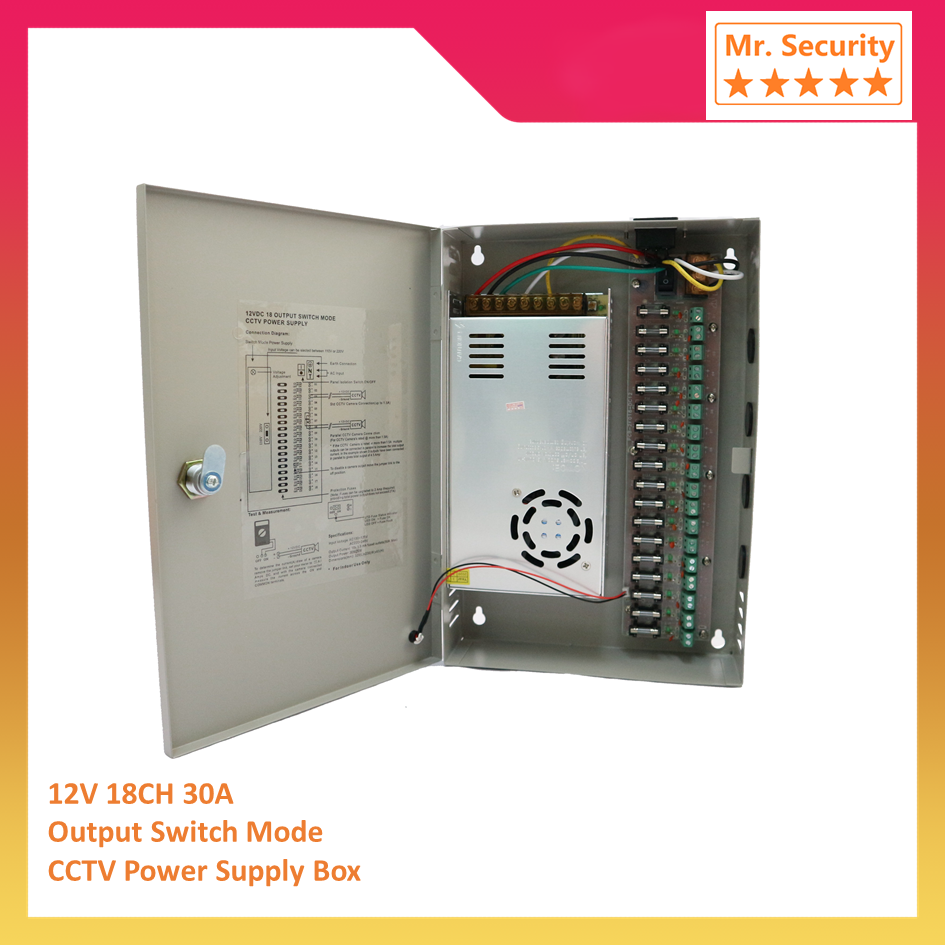 12Voltage 18Channel 30A Fused Centralized Distributed CCTV Power Supply ...