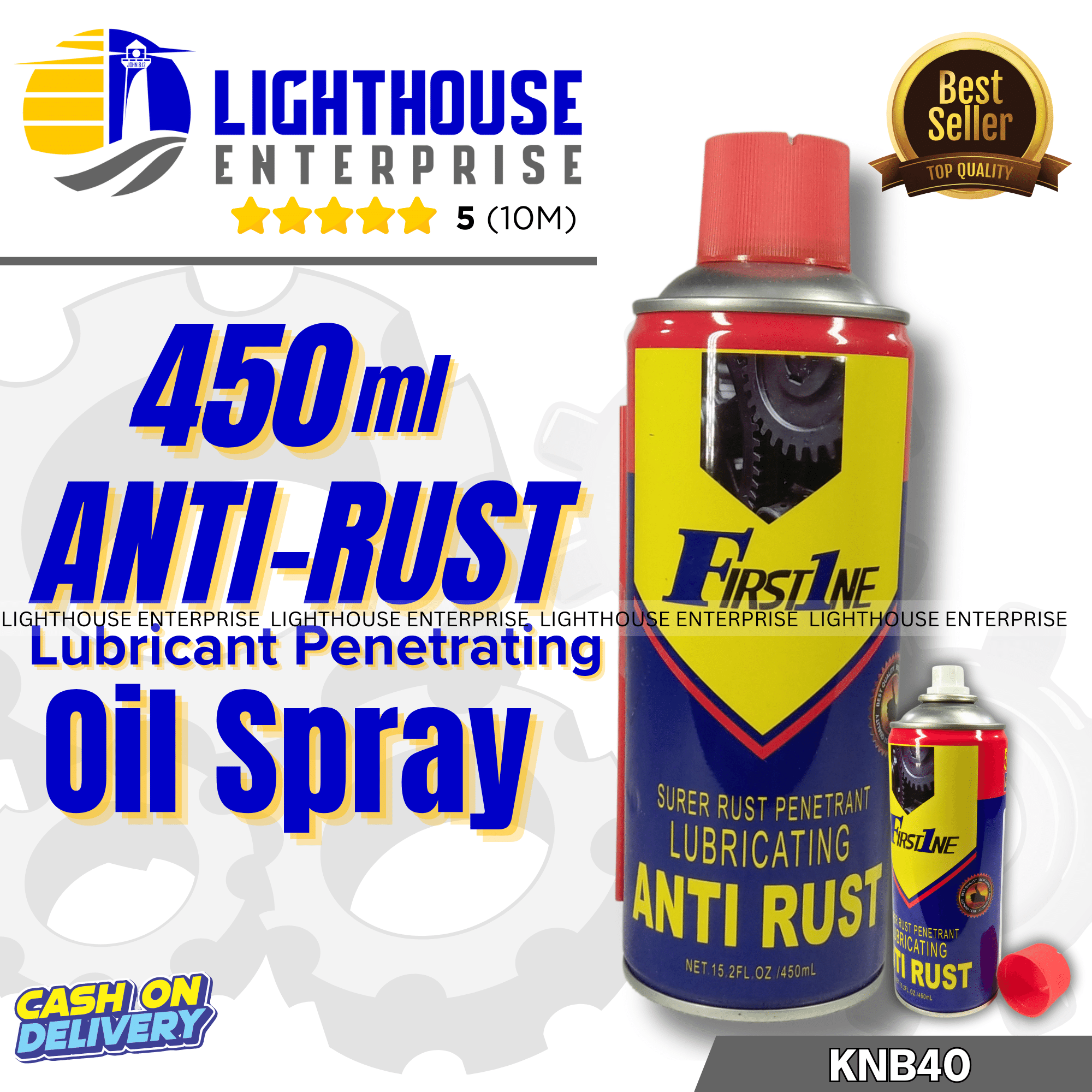 Anti Rust Remover and Penetrating Oil Spray Lubricant 450ml (LIGHTHOUSE ...