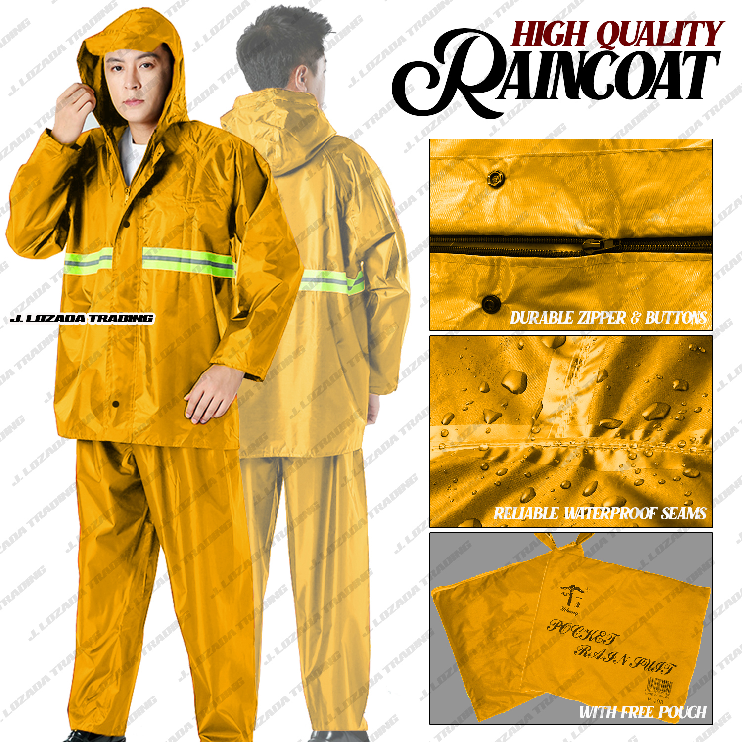 HIGH QUALITY RAINCOAT, KAPOTE, VULCANIZE STITCH WITH BAG (MAKAPAL PVC ...