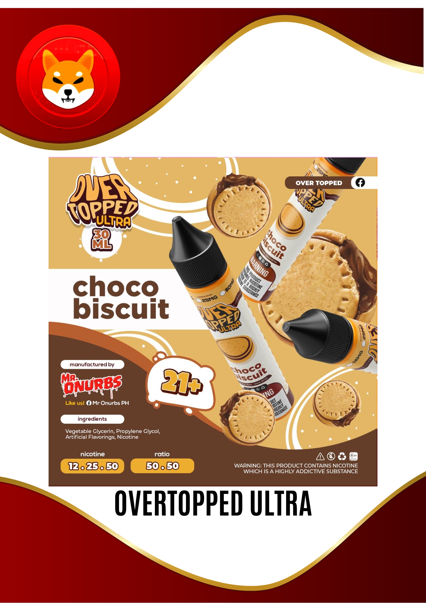 Overtopped Ultra Salt Nic Mr. Onurbs 30ml 25mg 50mg Vaping Ejuice ...