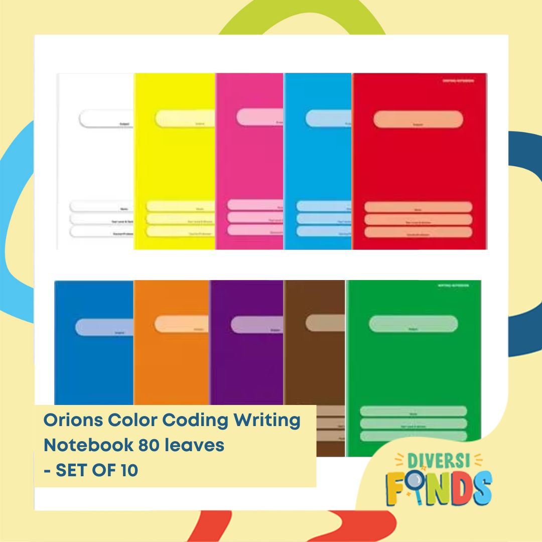 Orions Color Coding WRITING Notebook W/Plastic Jacket 80lvs- Set of 1 ...