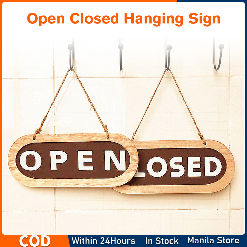 Business Open Closed Sign Wood Open Closed Hanging Sign 2 Sided ...
