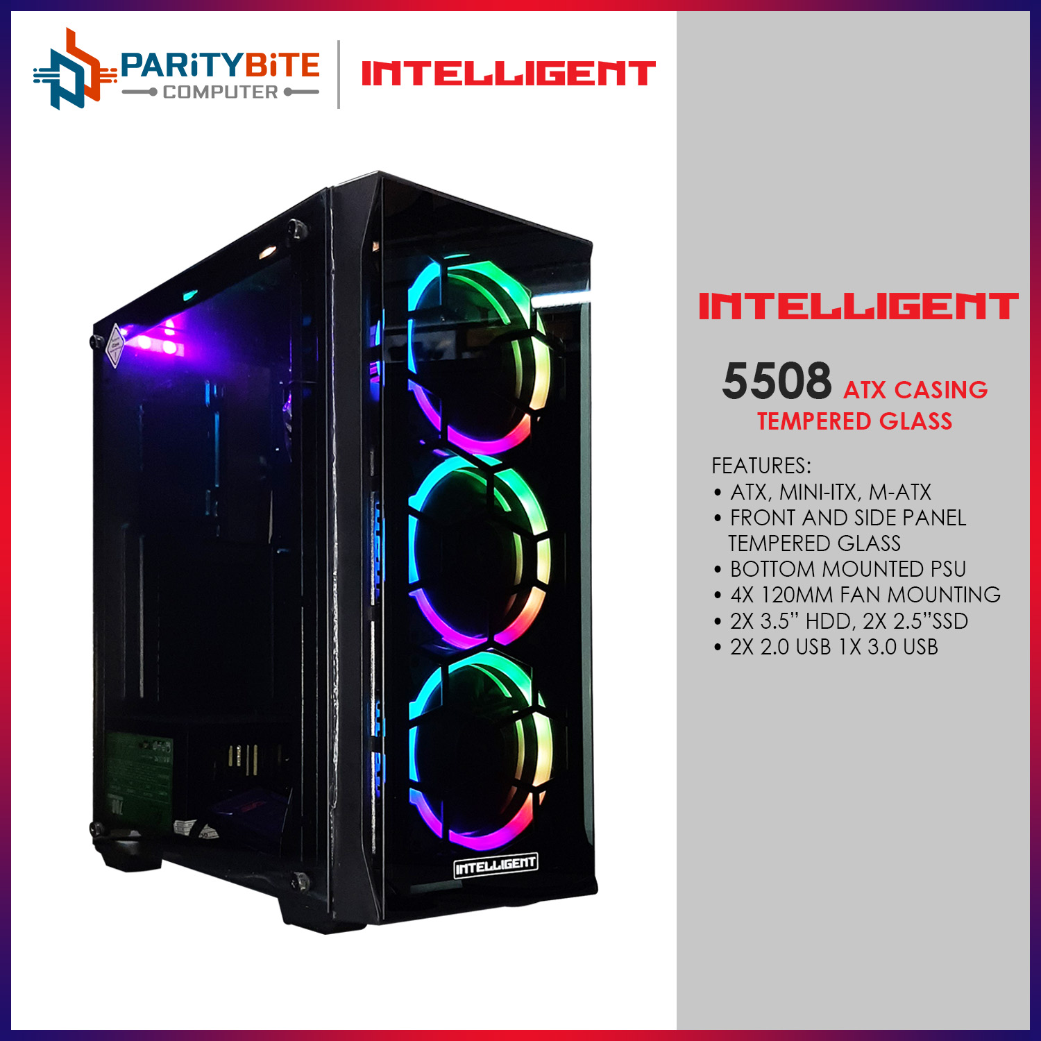 Intelligent 5508 ATX Casing Tampered Glass (Fan not included) | Lazada PH