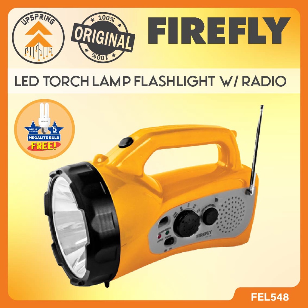 Firefly Lighting Powerful LED Torch Lamp Flashlight with AM/FM Radio ...