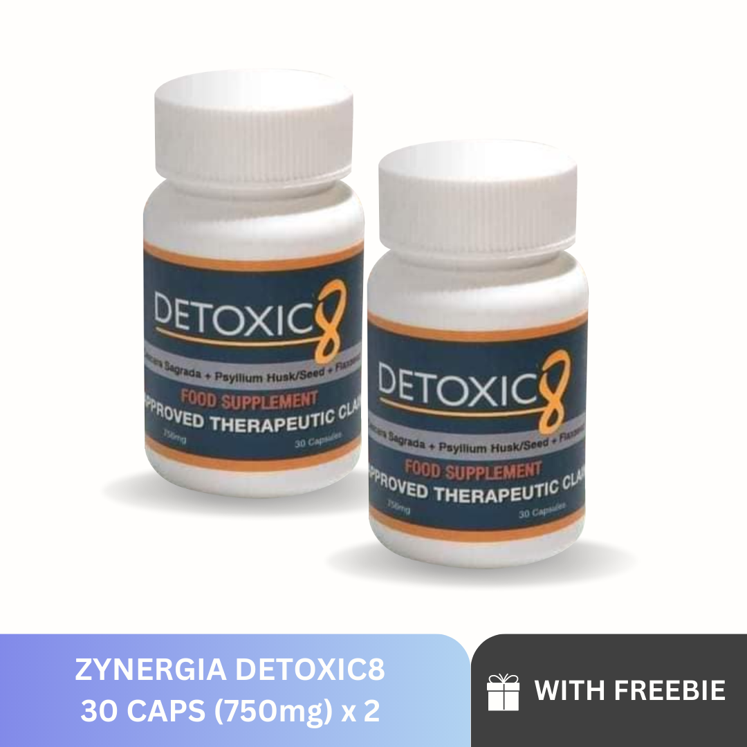 SET OF 2 Detoxic8 Zynergia by Doc Atoie 750mg 30 capsules Rich in fiber to detoxify your body ...