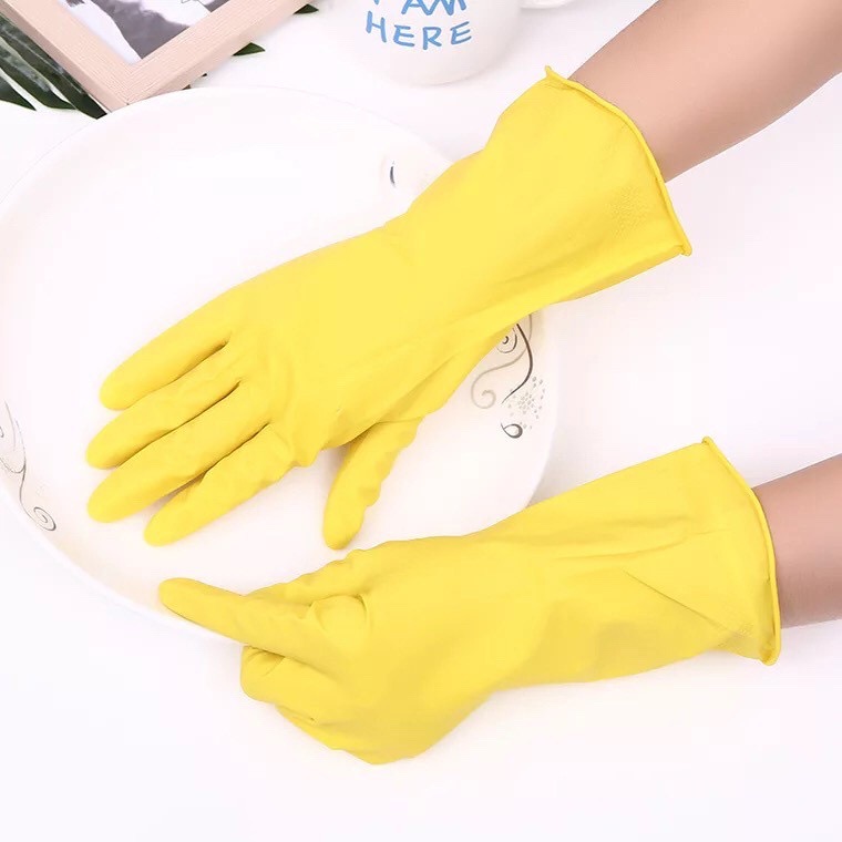 Multipurpose Heavy Duty Reusable Latex Yellow Rubber Gloves Latex ...