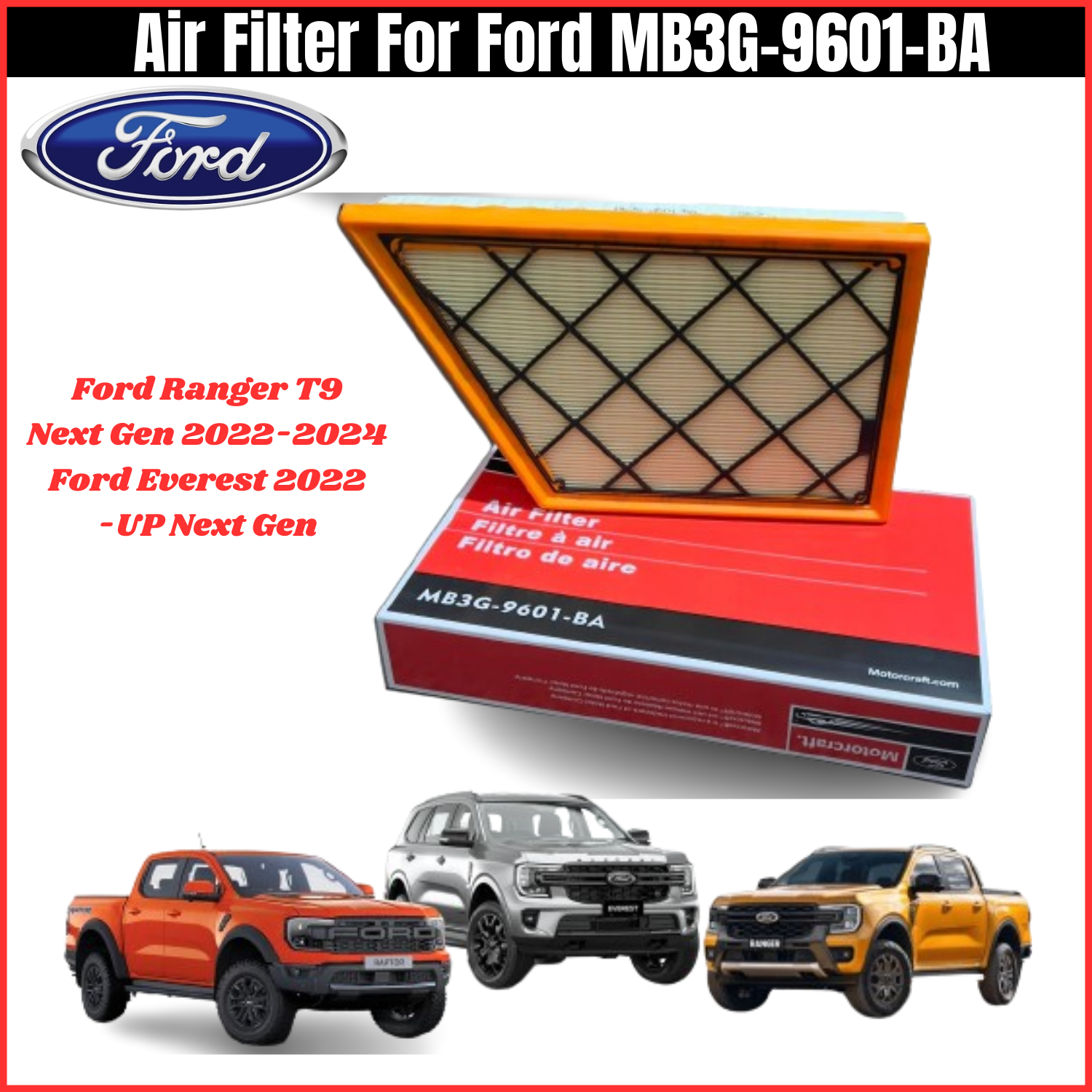 {MS} Air Filter Ford Ranger 2023 / Ford Everest 2023 (Next-Gen) MB3G ...
