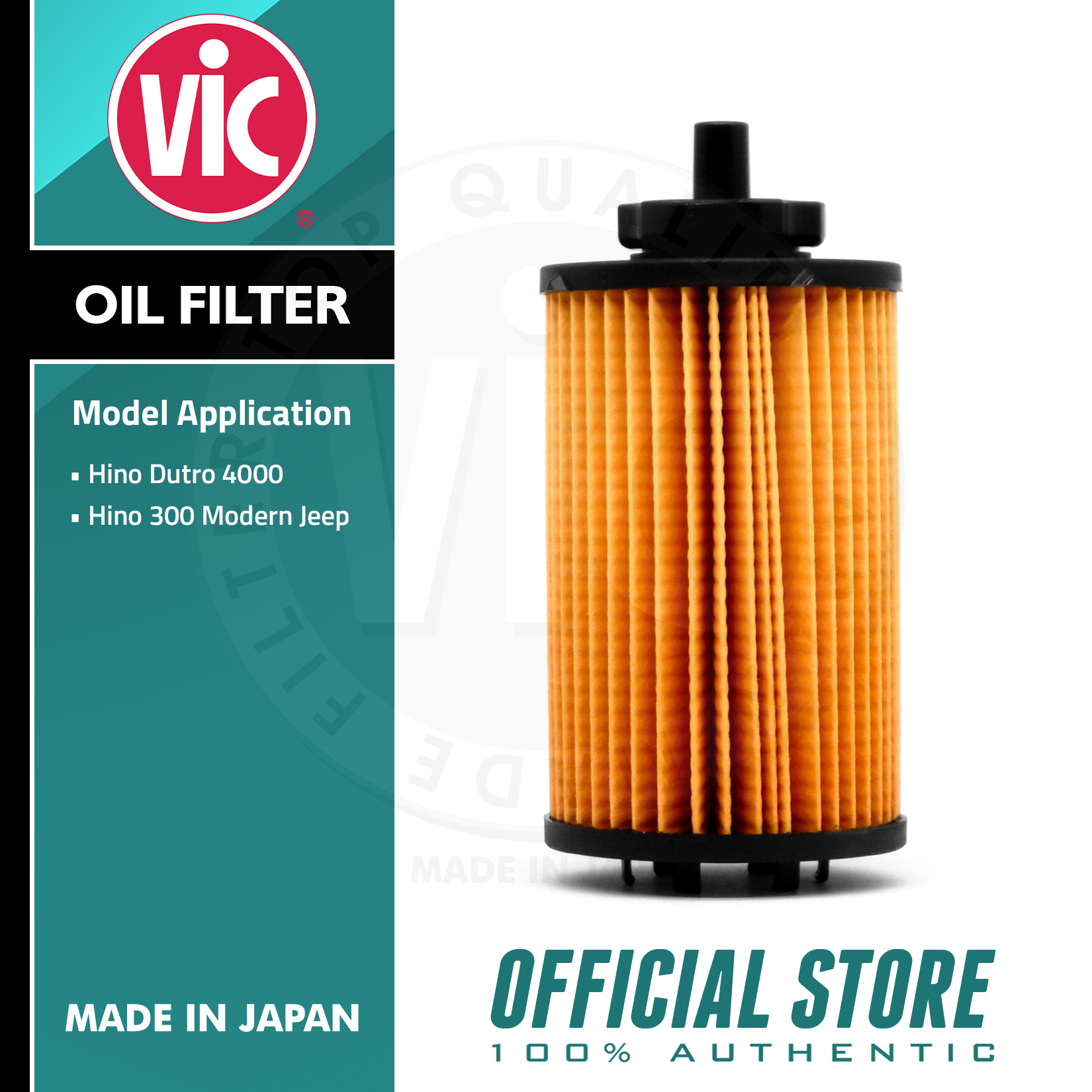 VIC Oil Filter Element Type O-122 for Hino Dutro 4000 NO4C 2019, 300 (616/716, 916) NO4C-WK 15 ...