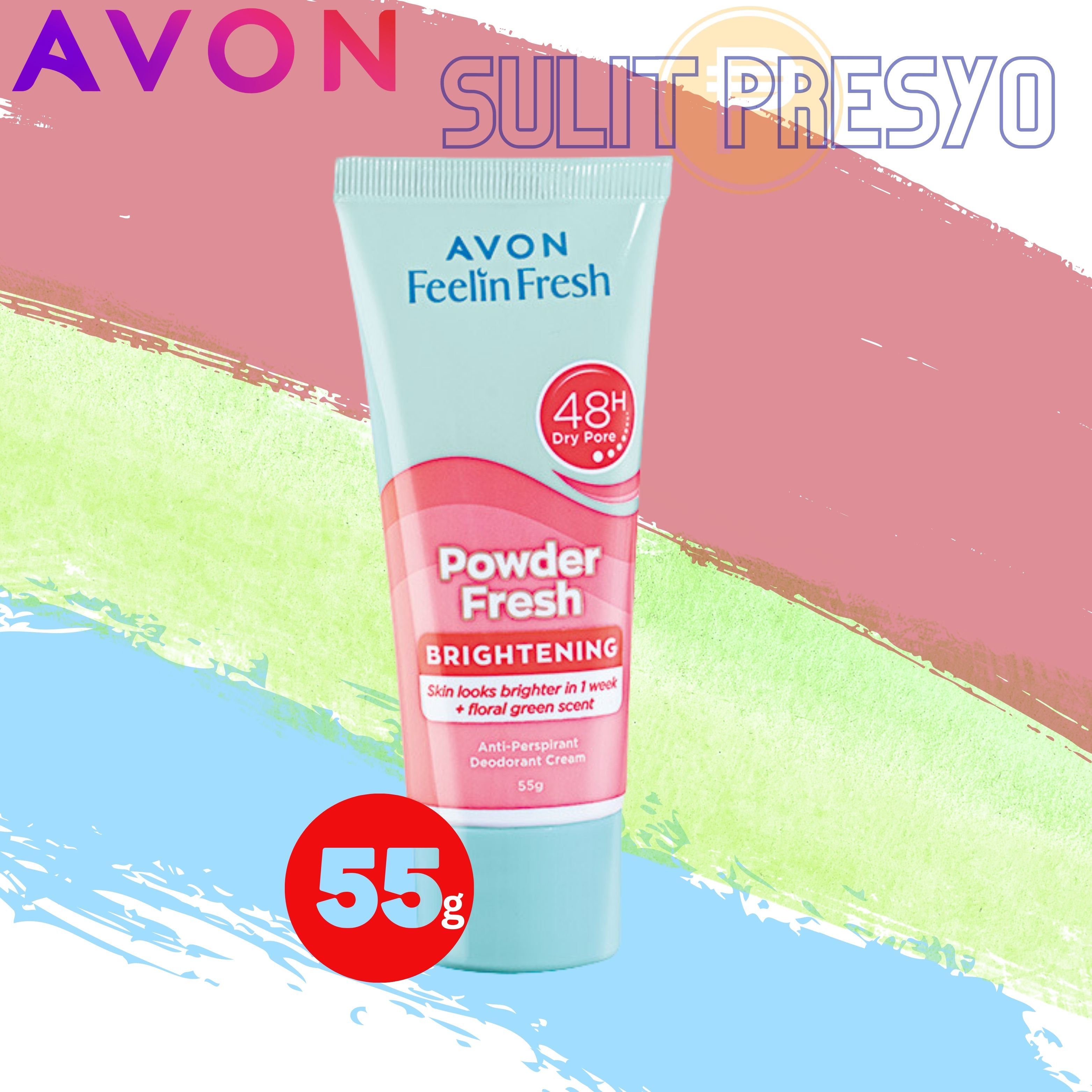 AVON Feeling Fresh Quelch Powder Fresh Brightening Deodorant Cream 55g | Lazada PH