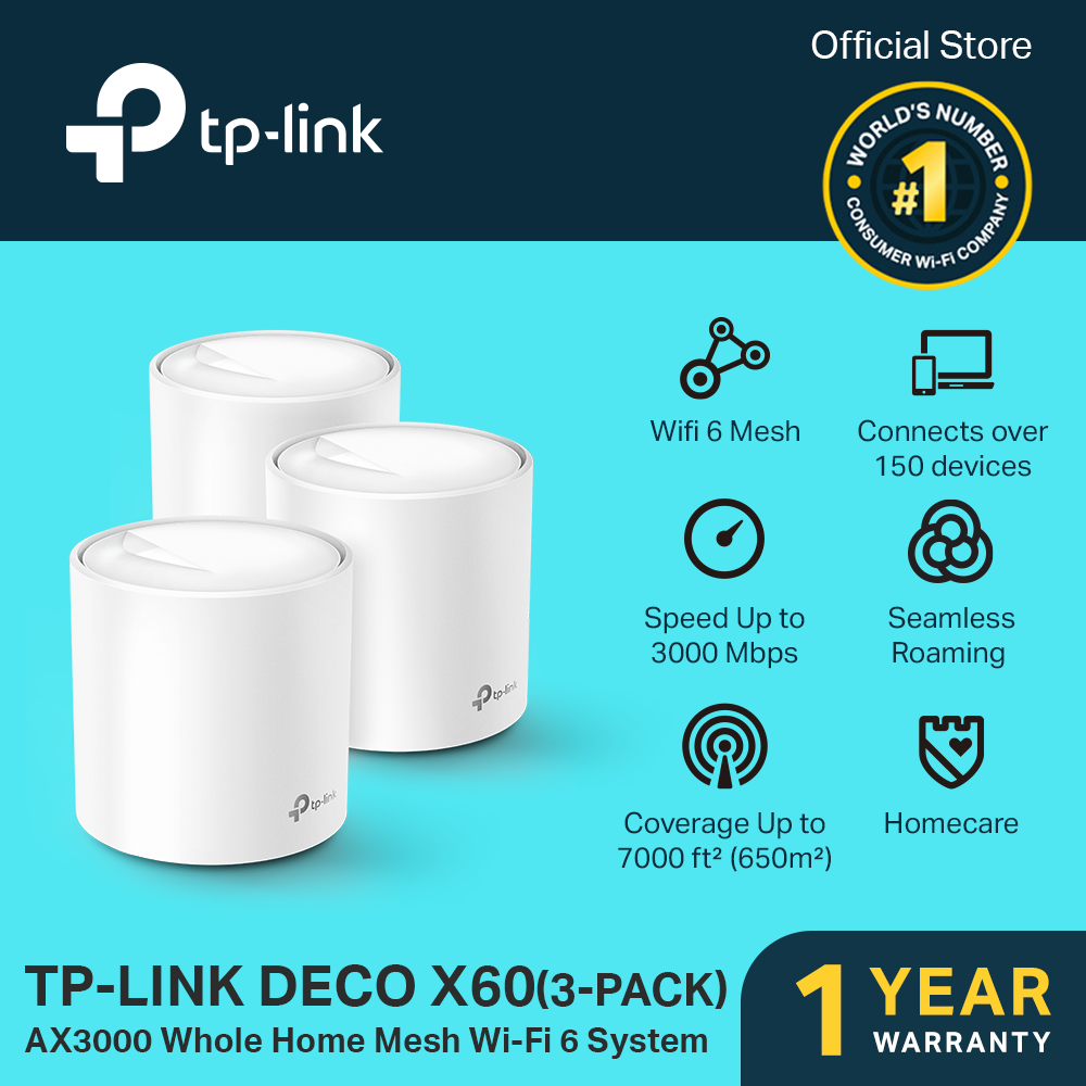 TP Link Deco X60 AX3000 Whole Home Mesh Wi Fi 6 System 3 Pack Mesh TP Link Deco X60 AX3000 Whole Home Mesh Wi Fi 6 System 3 Pack Mesh