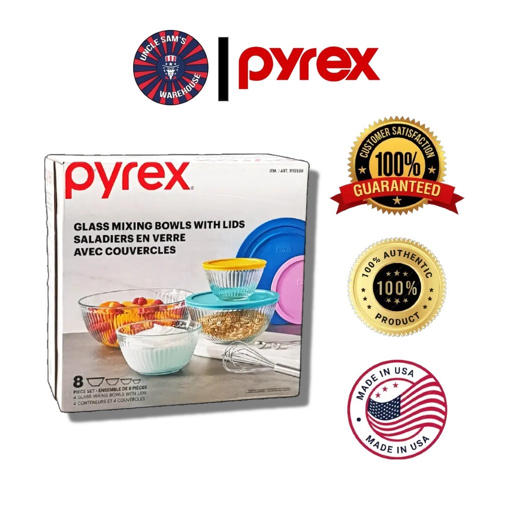 Pyrex 8-piece Glass Sculpted Mixing Bowl Set | Lazada PH