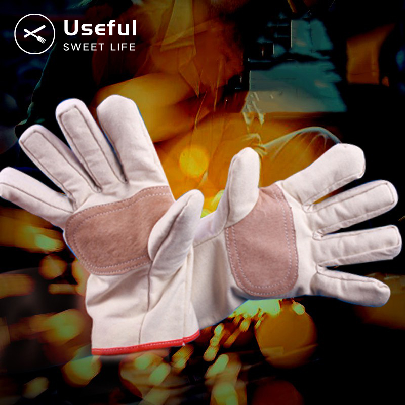 COD Welding Gloves Double Canvas leather Thickened Plus High ...