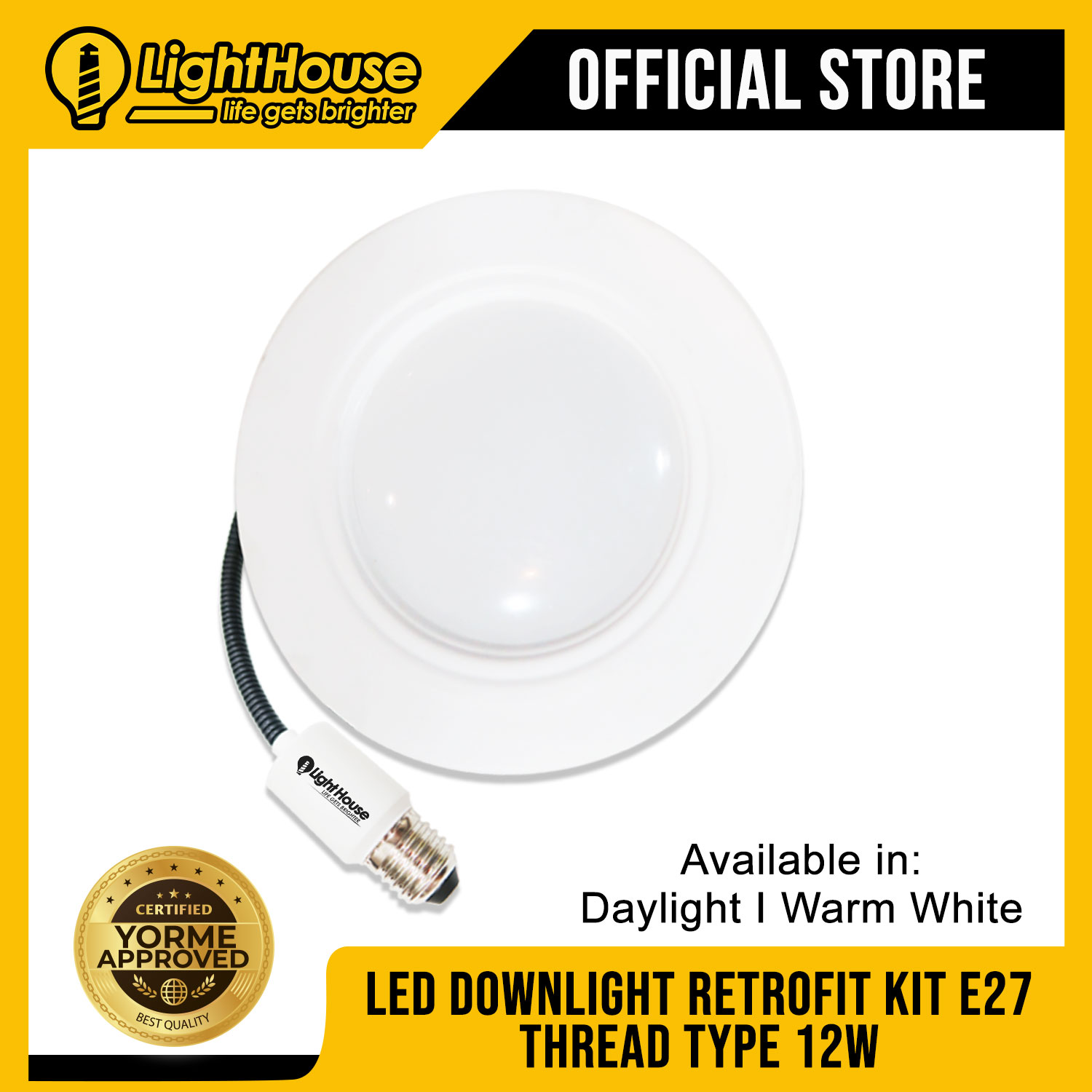 LIGHTHOUSE LED Downlight Retrofit Kit 12W E27 THREAD TYPE DAY LIGHT ...