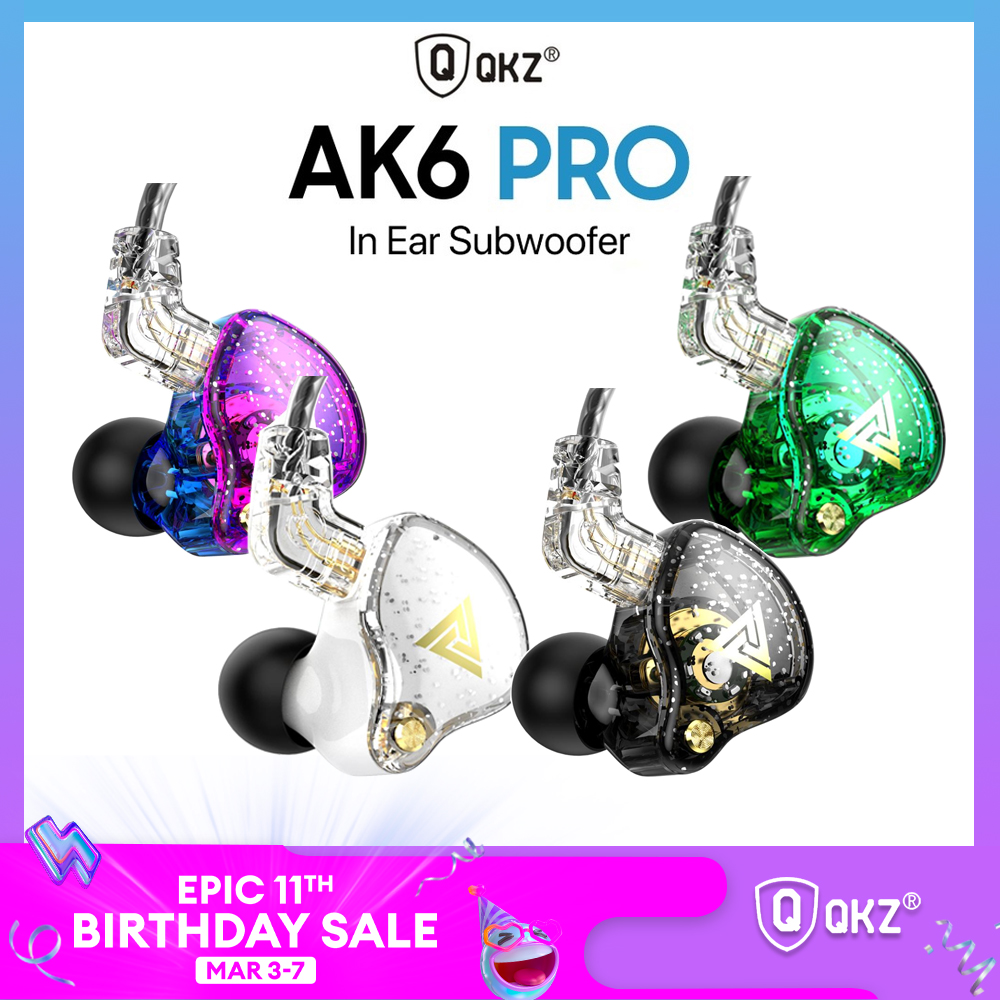 QKZ AK6 Pro 1DD Dynamic Earphones HIFI Bass Earbuds In Ear Monitor ...