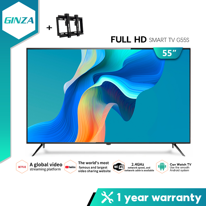 GINZA Smart TV 55 Inches TV 55 Full HD LED TV Android TV Flat Screen ...