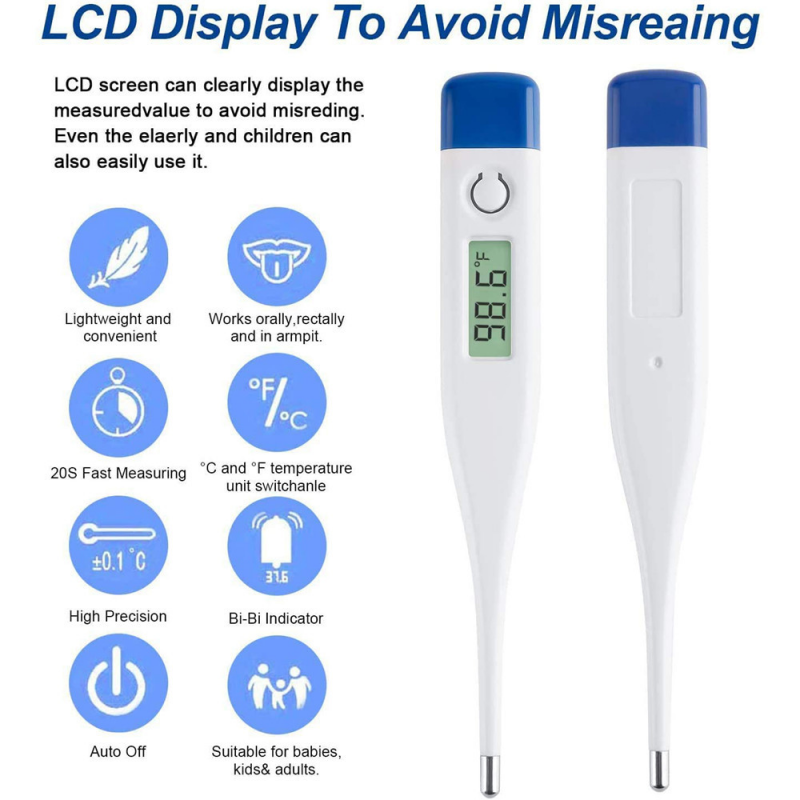 Digital Thermometer for Babies and Adults With prompt tone and memory ...